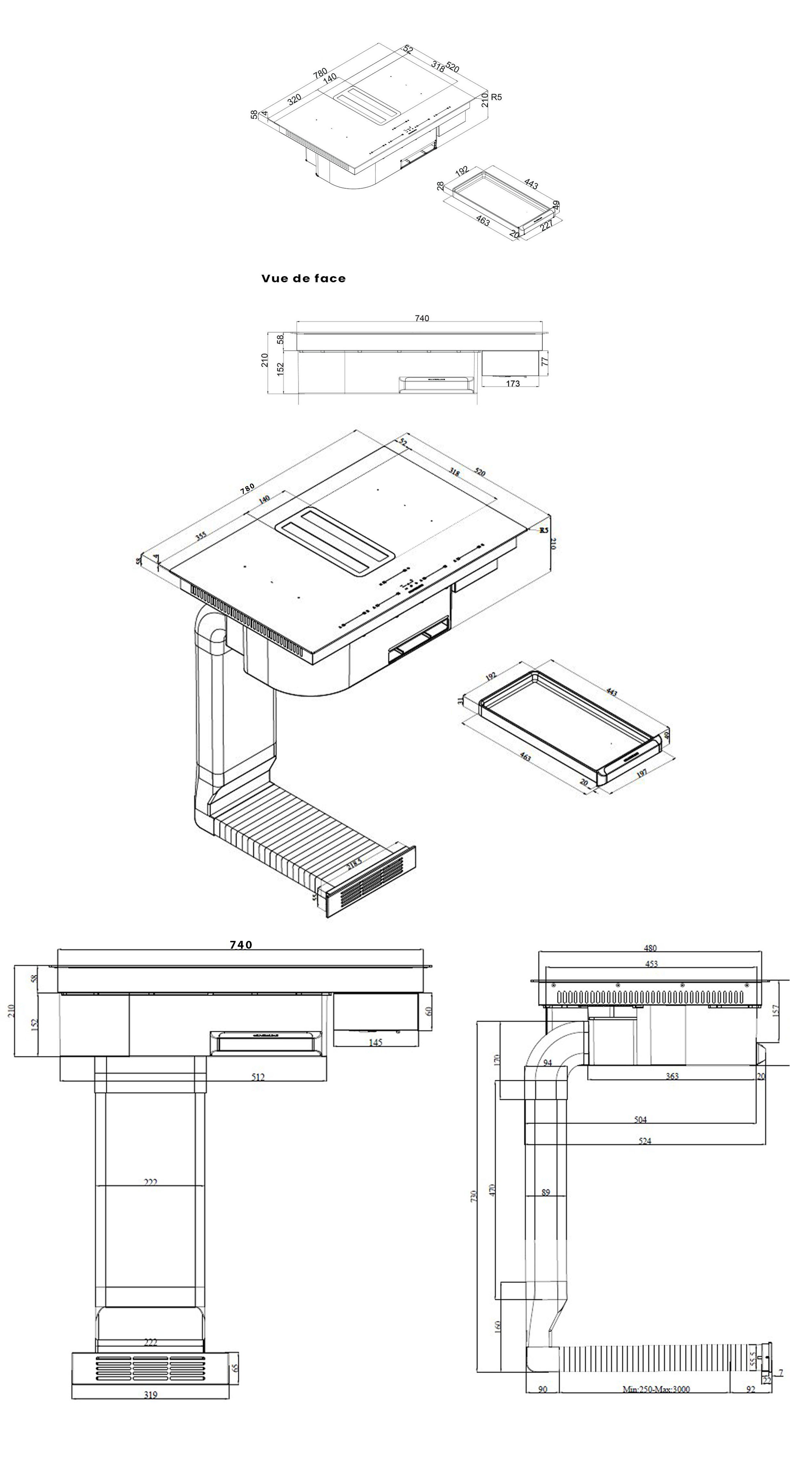 Luisina | Flow Max Pro Inox et noir avec évacuation plinthe